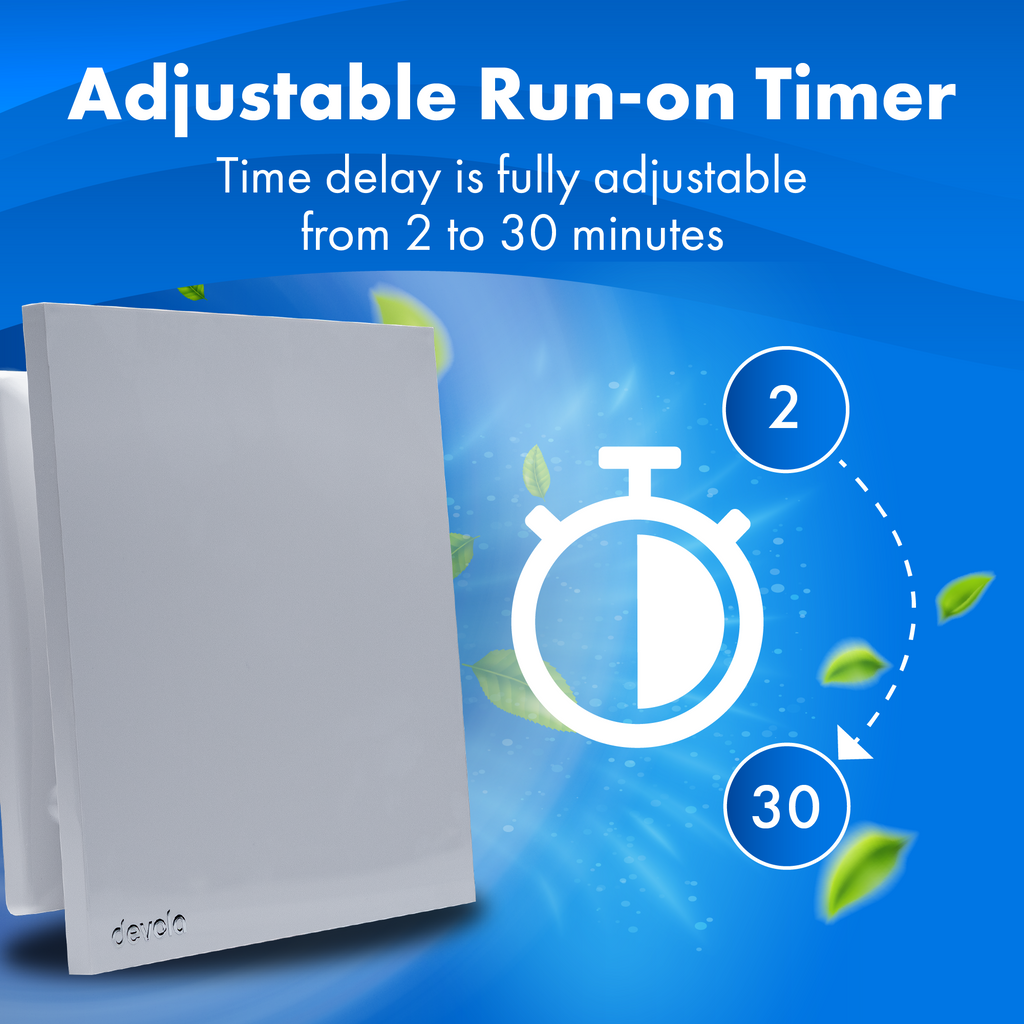 Devola 100mm Quiet Mixed Flow Tile Bathroom Extractor Fan with Humidit ...