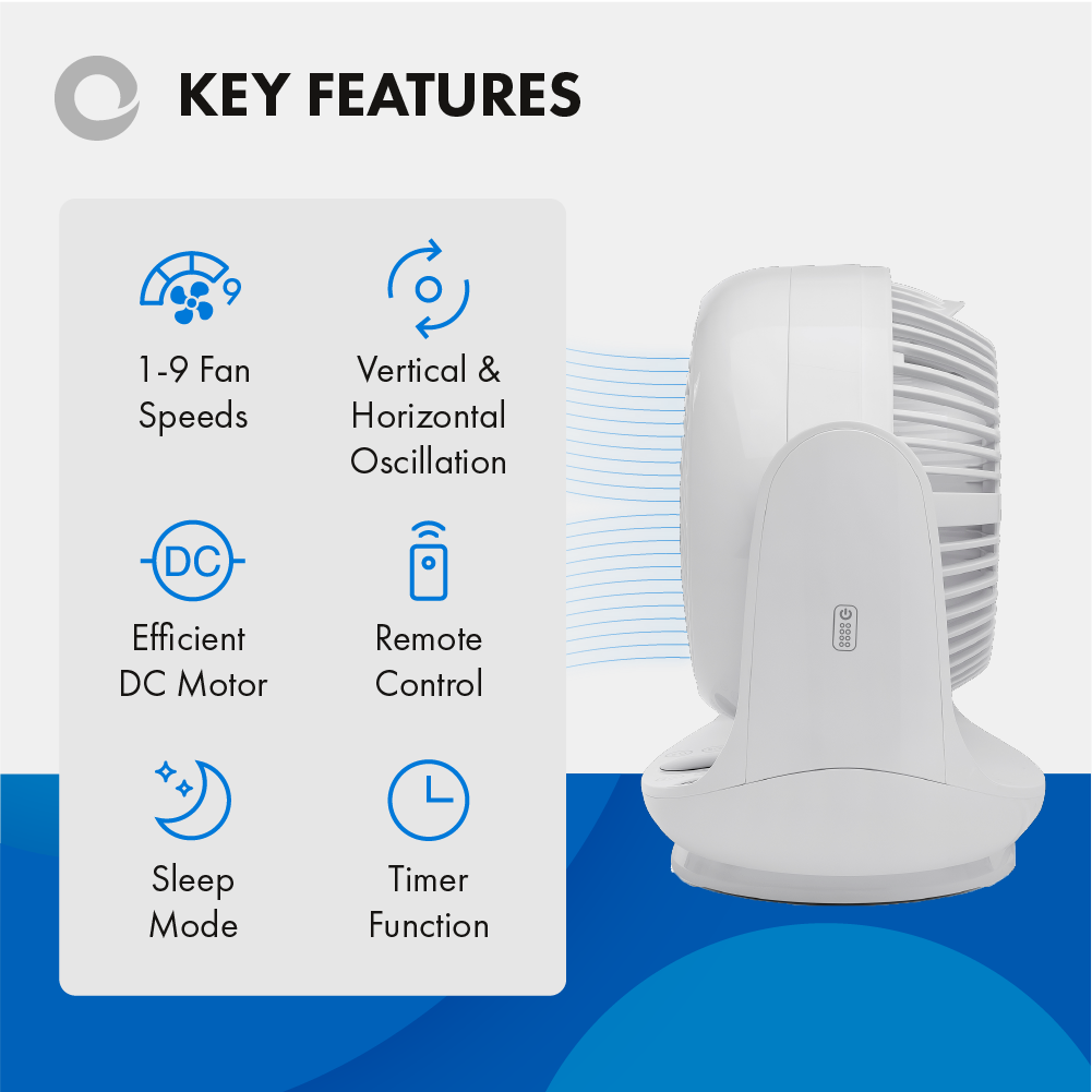 Devola Low Noise DC 9inch Air Circulator Fan White - DVF9DCFAN – Devola ...