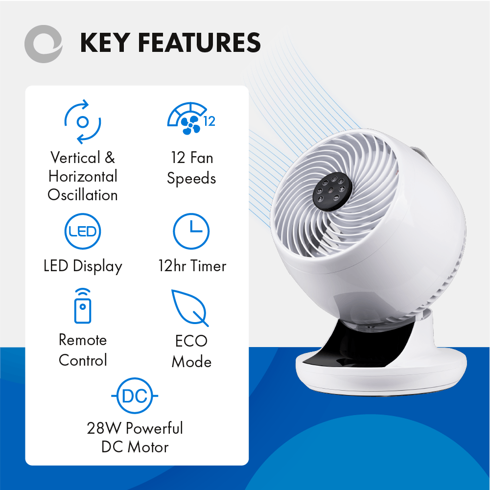 Devola Ultra Quiet 28W 12 Speed 9-inch DC Desk Fan - White - DV9DCDF ...