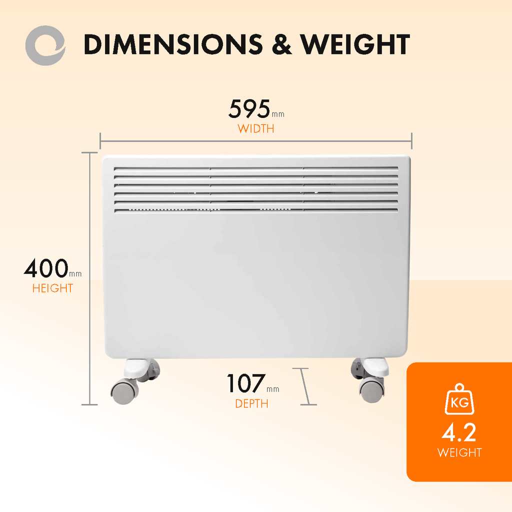 Devola-M 1500W Panel Heater with 7 Day Timer IP24 - White DVM1500W - D ...