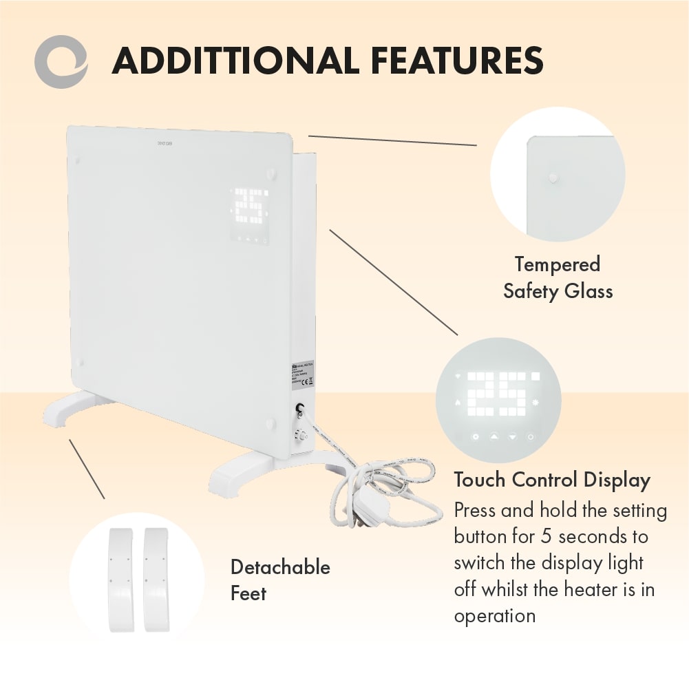 Devola Designer 1.5kW Smart Glass Panel Heater with Timer White - DVPW ...