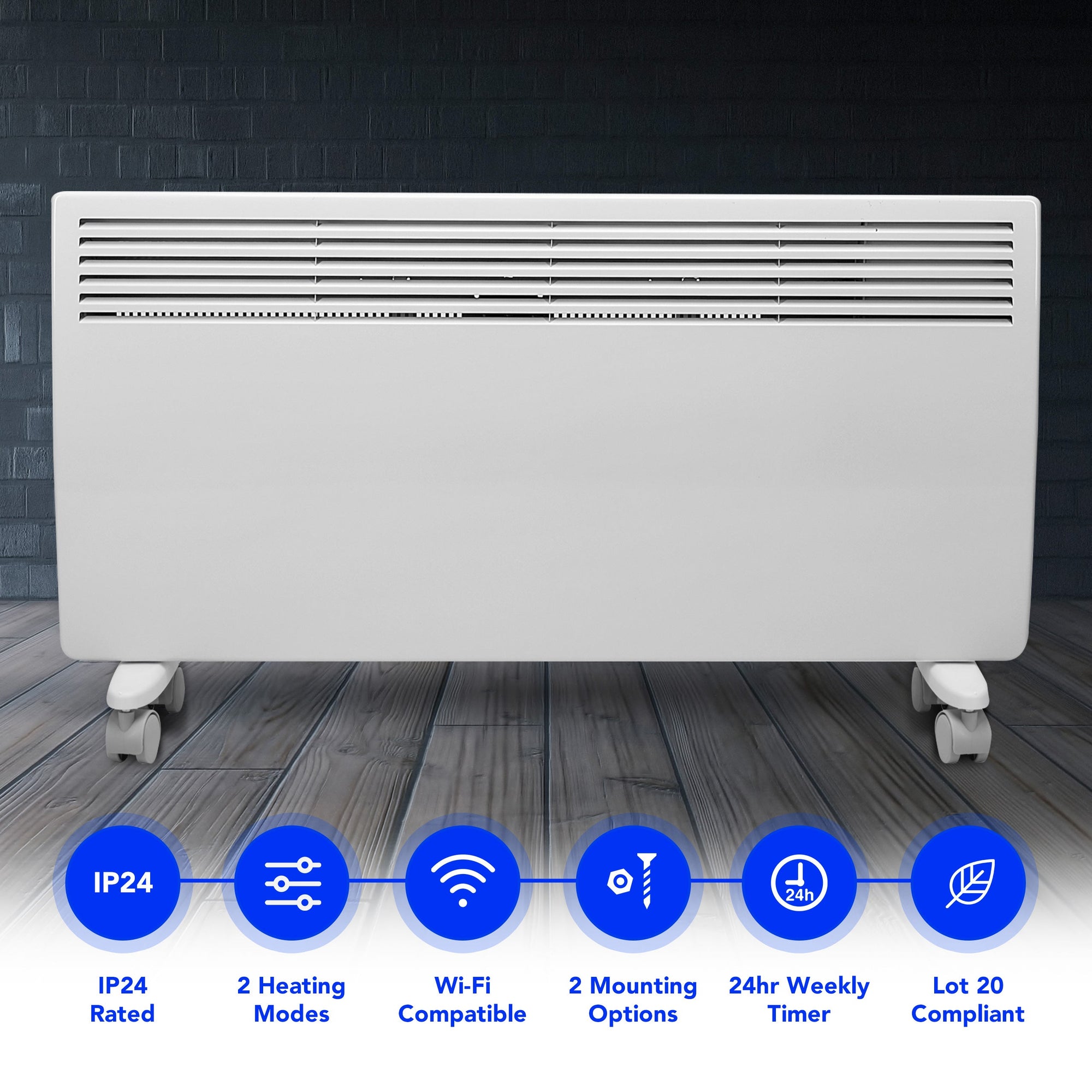 Devola-M 2000W Panel Heater with 7 Day Timer IP24 - White with Tuya WI ...